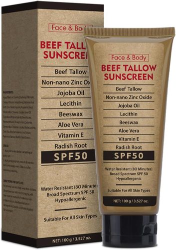 Beef Tallow Sunscreen SPF 50 with Zinc Oxide – Organic Tallow Based ...